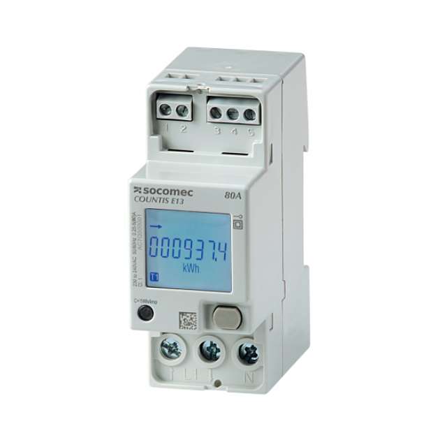 Socomec COUNTIS E18 80A Direct Connected Single Phase Dual-Tariff MID Energy Meter with Ethernet ...