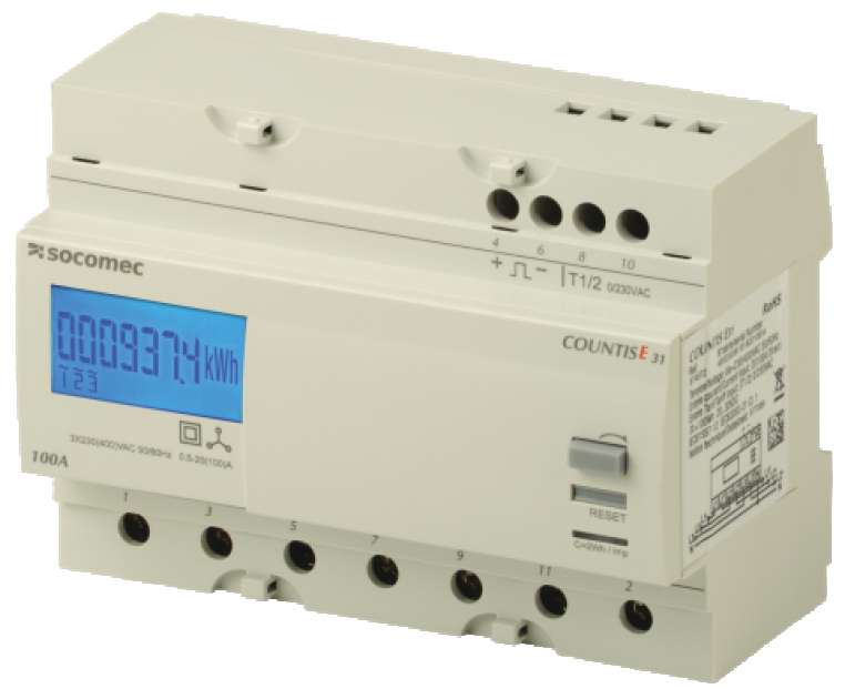 Socomec COUNTIS E31 3 Phase Dual-Tariff Energy Meter 100A Direct ...
