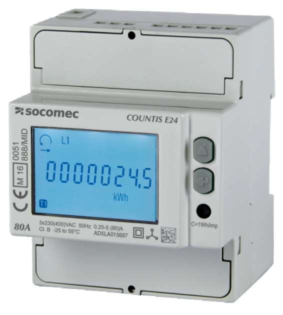 Socomec COUNTIS E24 80A Direct Connected 3 Phase Dual-Tariff MID Energy ...