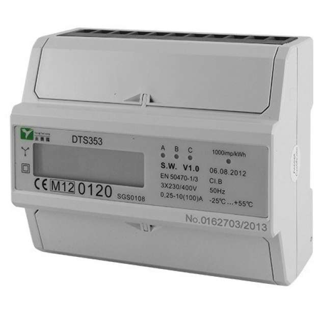 DTS353 Three Phase 100A kWh MID Meter (7-DIN) - Meter Market